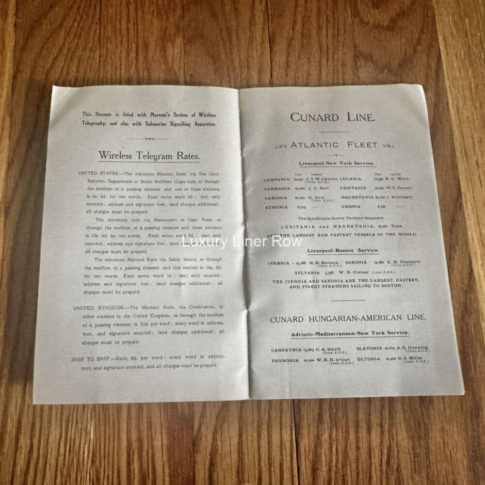 Lusitania Passenger List, First Class 1909 - Luxury Liner Row